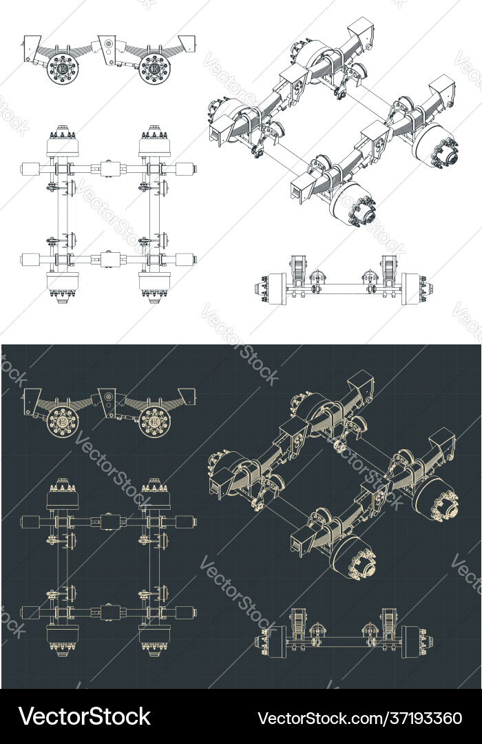 Truck suspension systems blueprints Royalty Free Vector