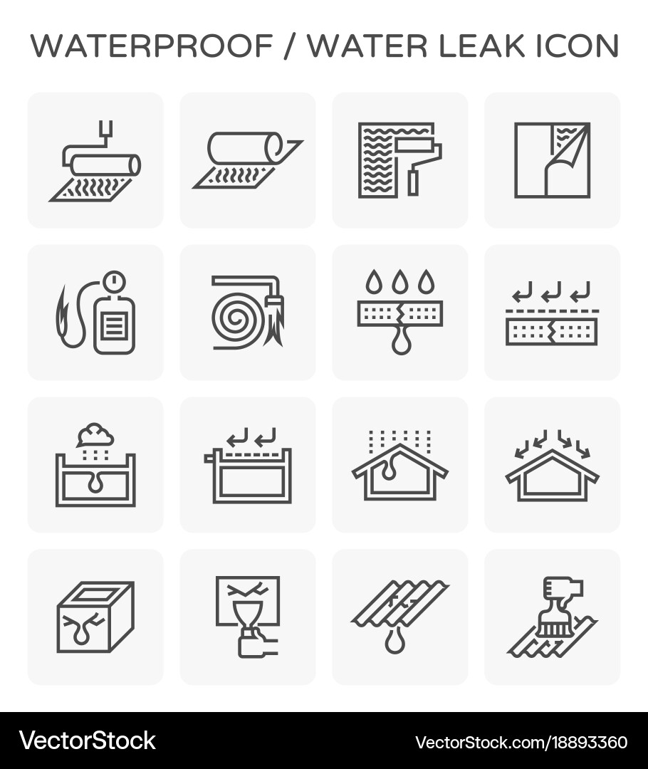 Waterproof water leak icon Royalty Free Vector Image