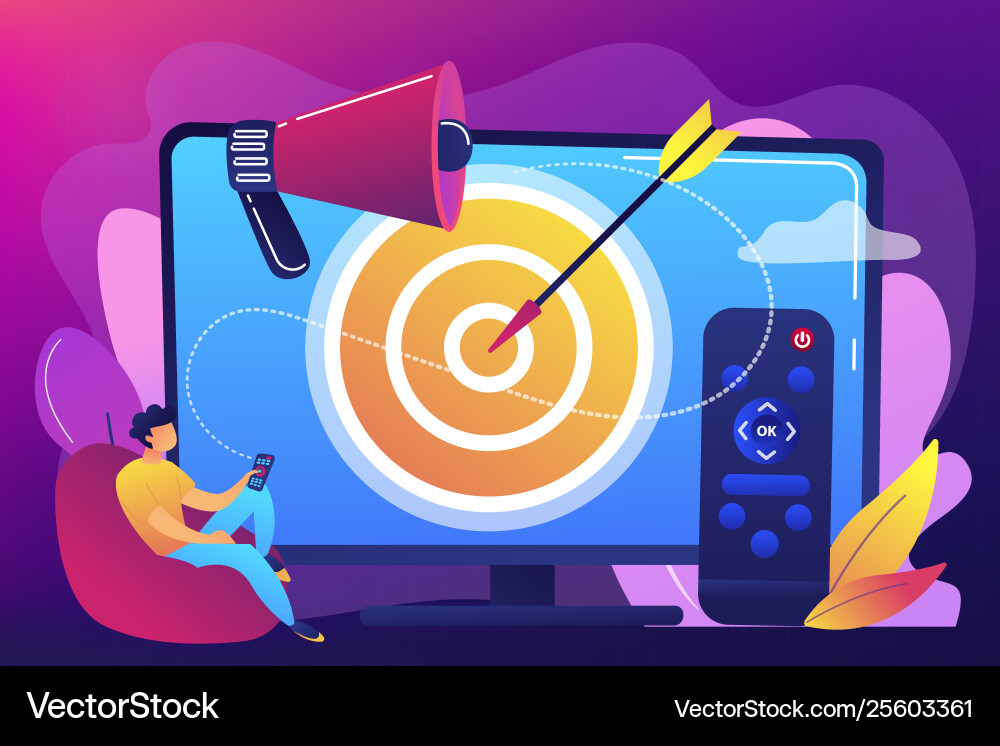Addressable tv advertising concept Royalty Free Vector Image