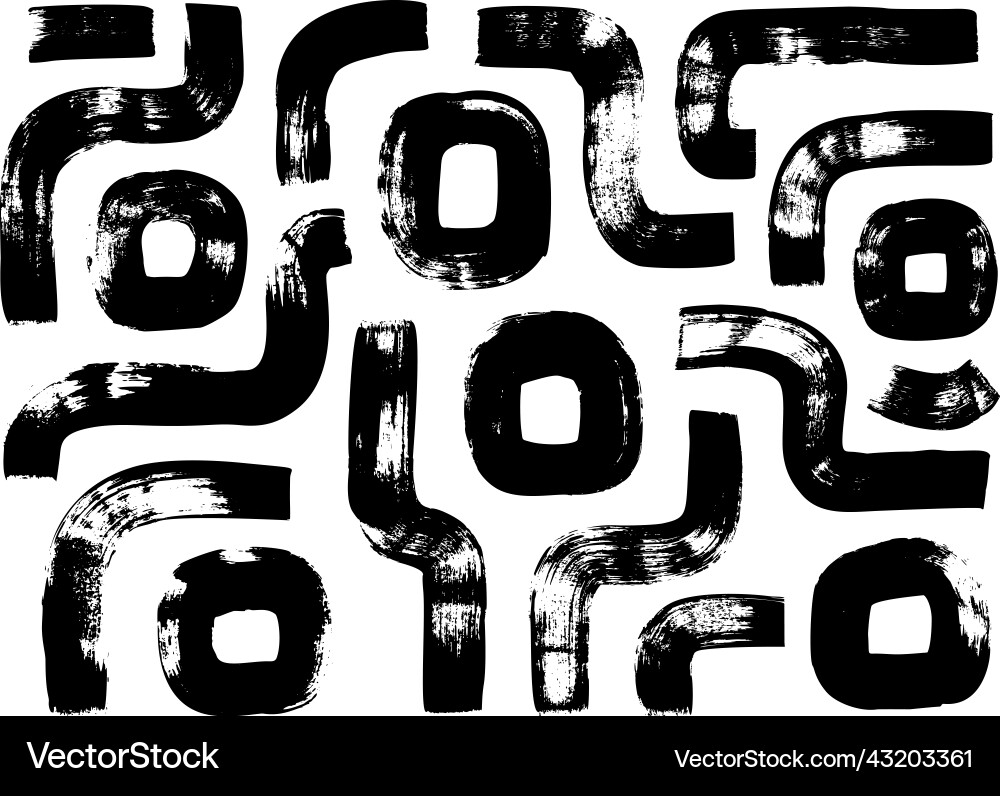 Black rounded rectangular lines isolated on white Vector Image