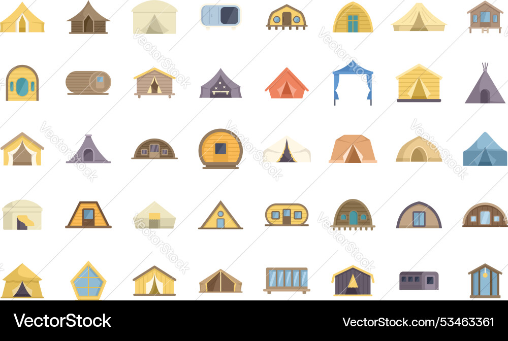 Camping tent icon set showing different styles Vector Image