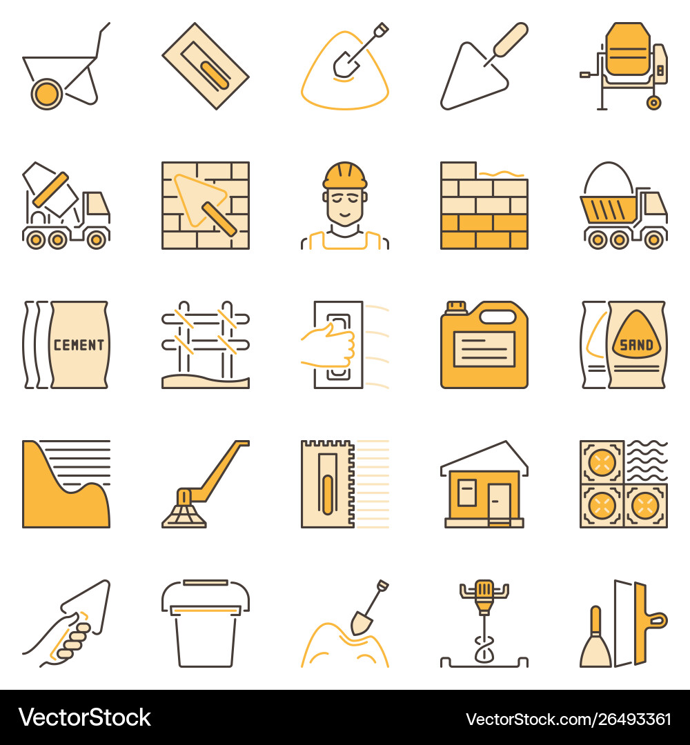 Concrete and cement colored icons Royalty Free Vector Image