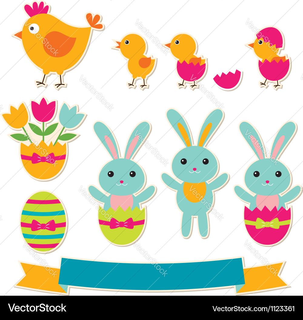 Easter stickers set Royalty Free Vector Image - VectorStock