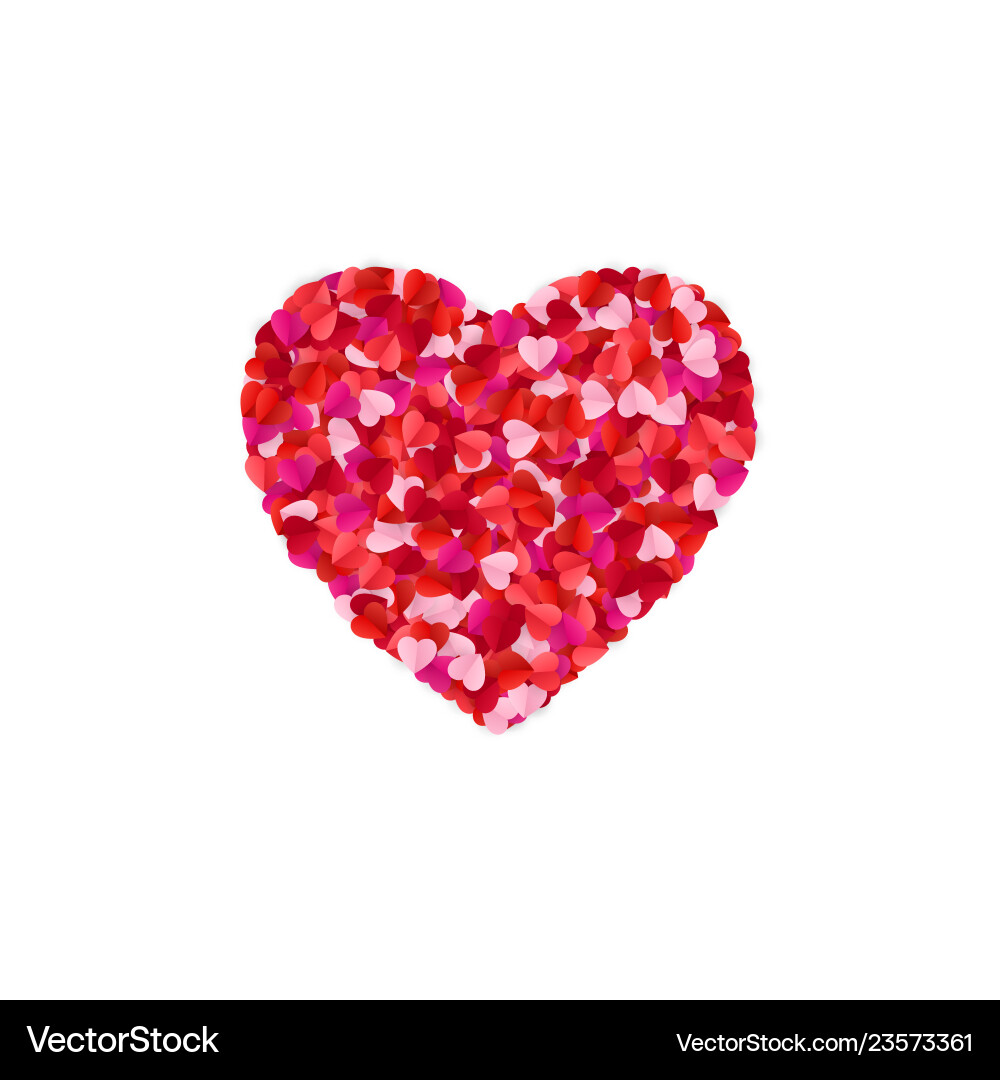Heart shape lined with paper hearts happy Vector Image