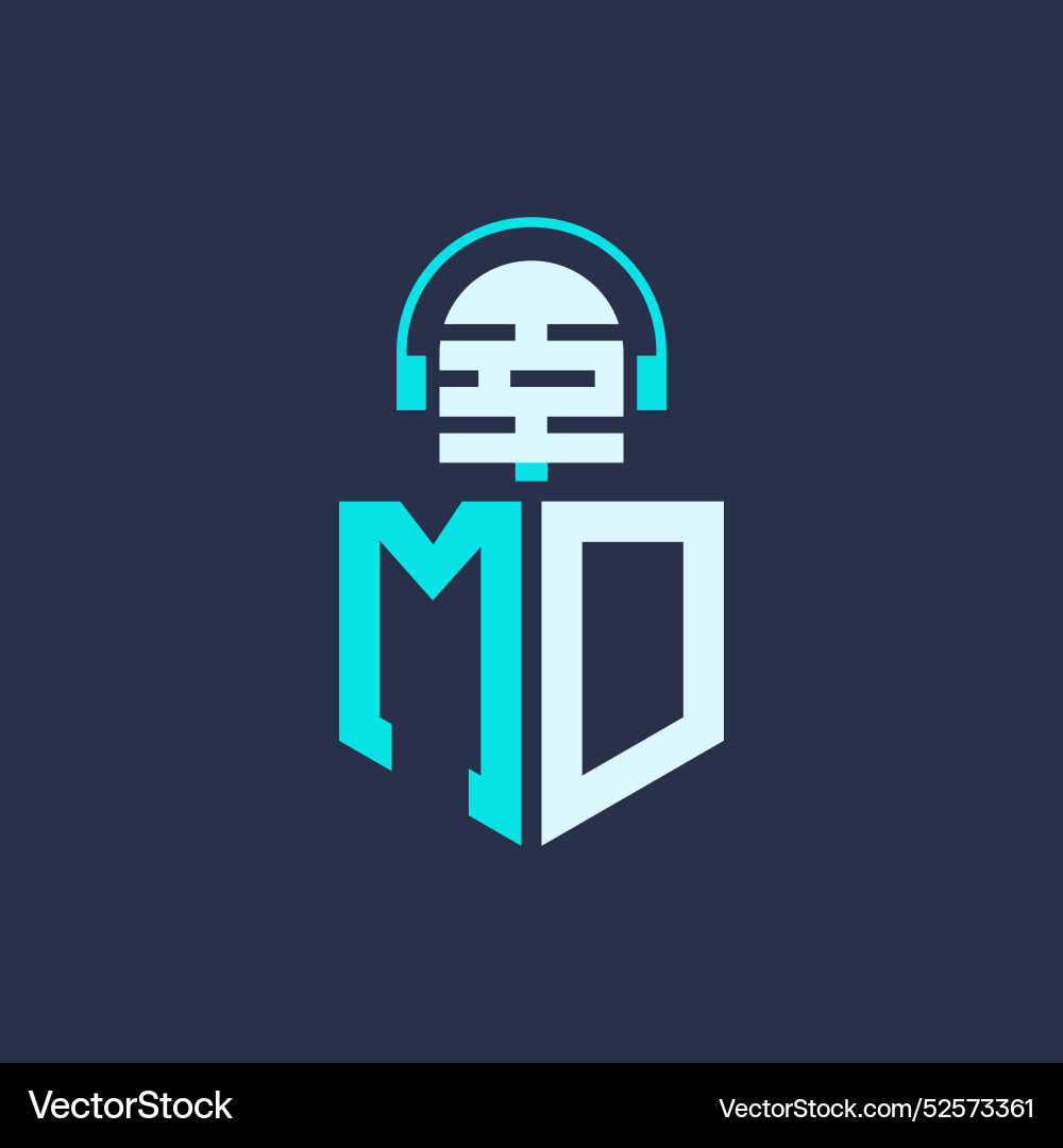 Md microphone logo design for audio music Vector Image