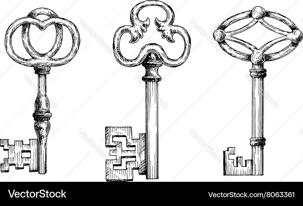 Medieval Key Sketches Royalty Free Vector Image