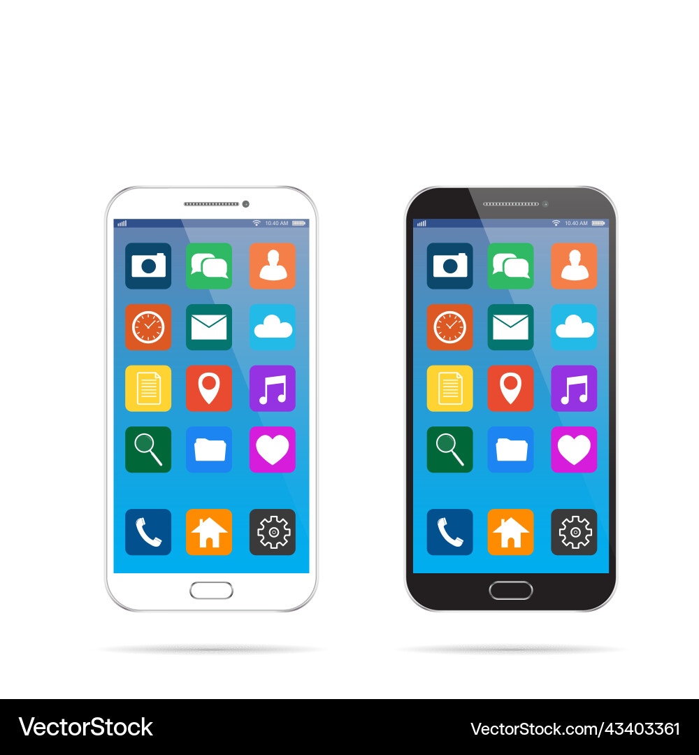 New realistic mobile smart phone black and white Vector Image