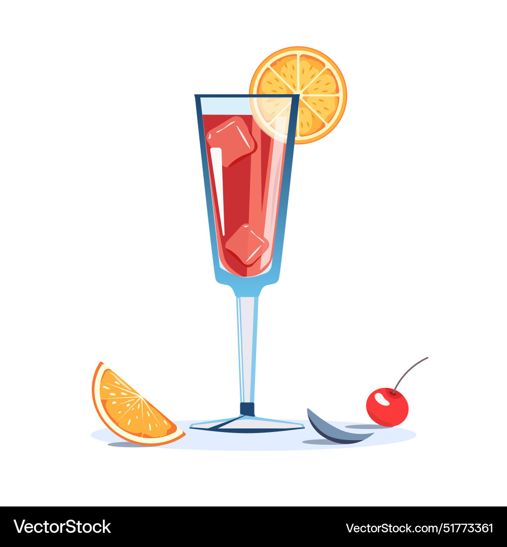 Tropical cocktail glass Royalty Free Vector Image