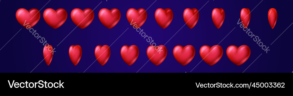 Animated Heart Rotation Sprite Sheet Royalty Free Vector