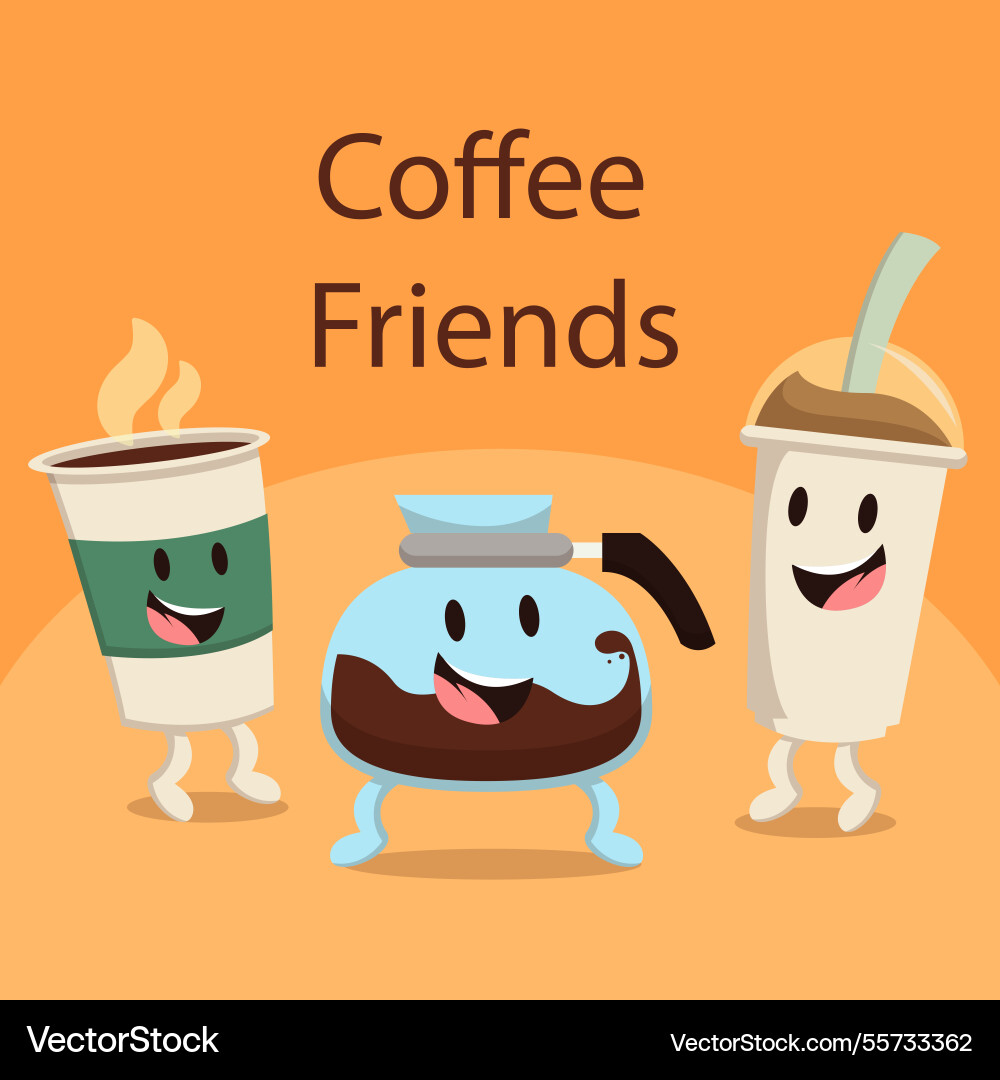 Background of nice coffee characters Royalty Free Vector