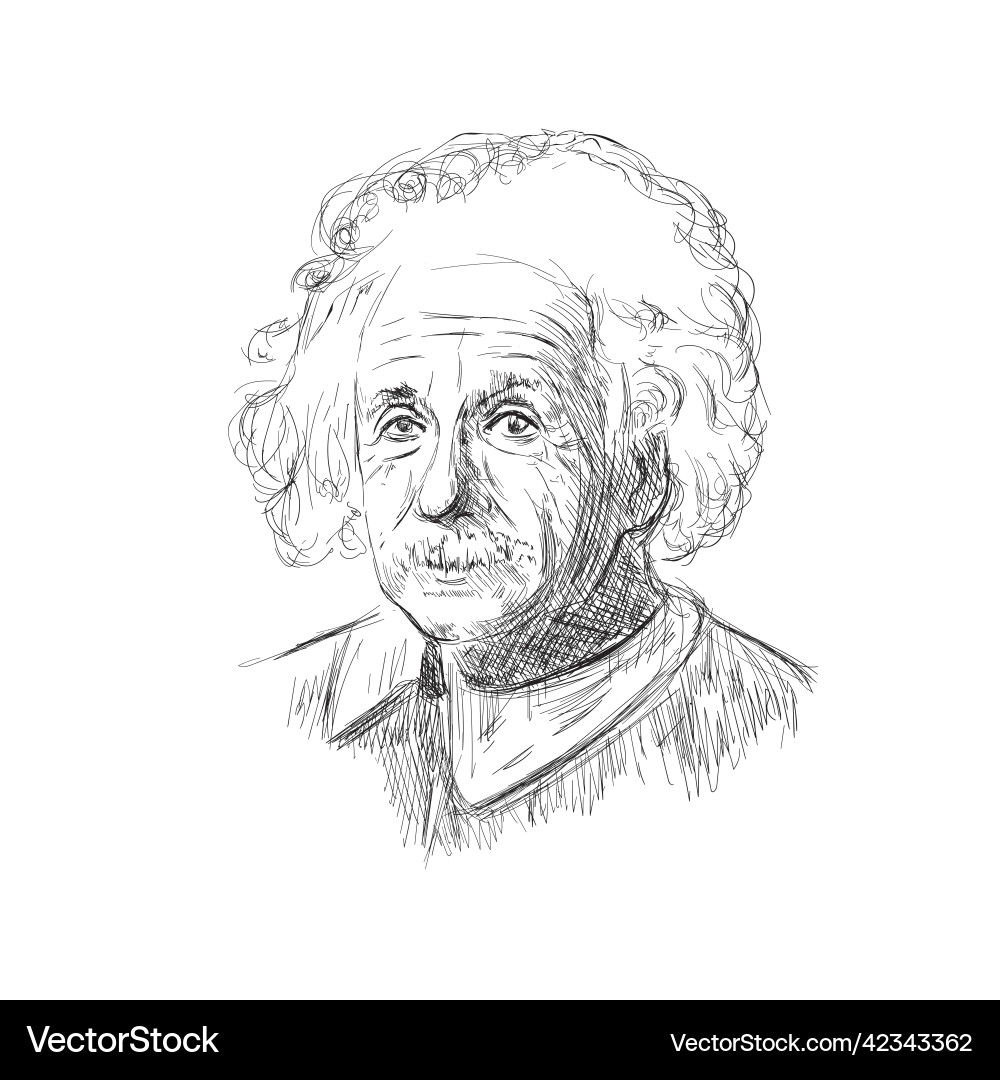 Hand drawn albert einstein Royalty Free Vector Image