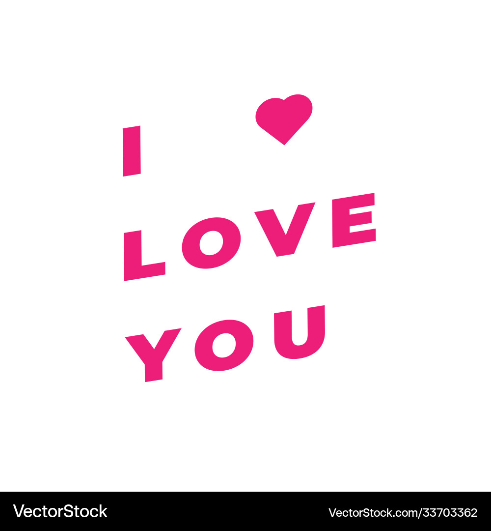 I Love You Pink Text With Heart Royalty Free Vector Image