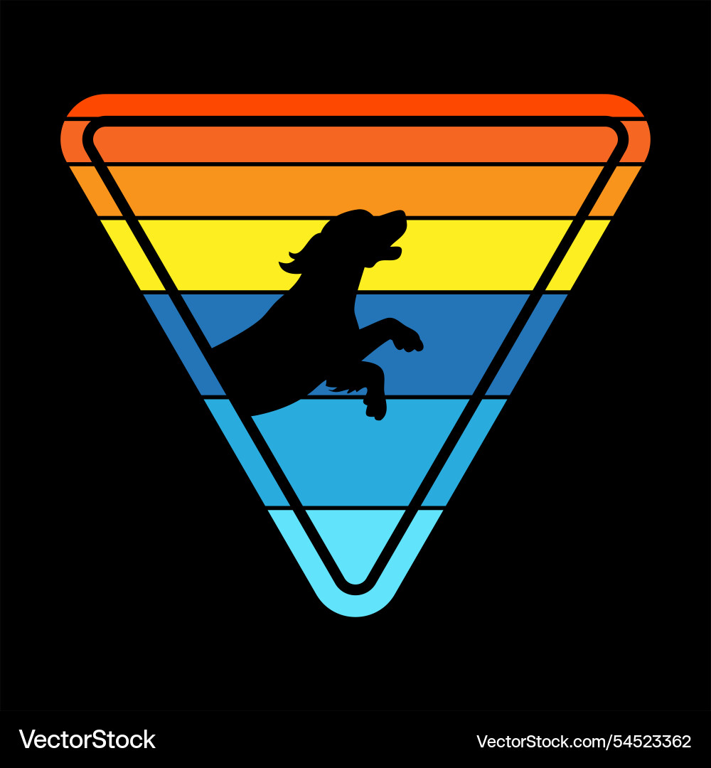 Jumping english springer spaniel retro triangle Vector Image