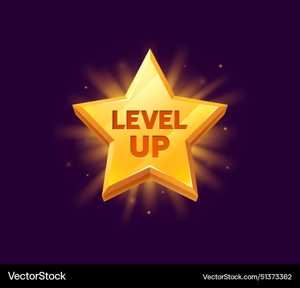 Level up rank star game reward rate cartoon icon Vector Image Level up rank star game reward rate cartoon icon Vector Image