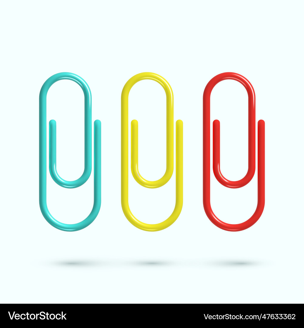 Paper clips colorful realistic glossy Royalty Free Vector