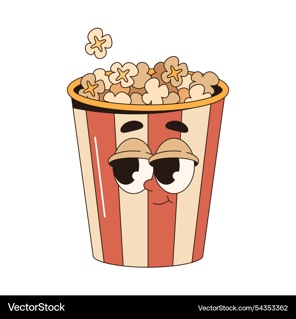 Popcorn bucket with face cartoon icon Royalty Free Vector