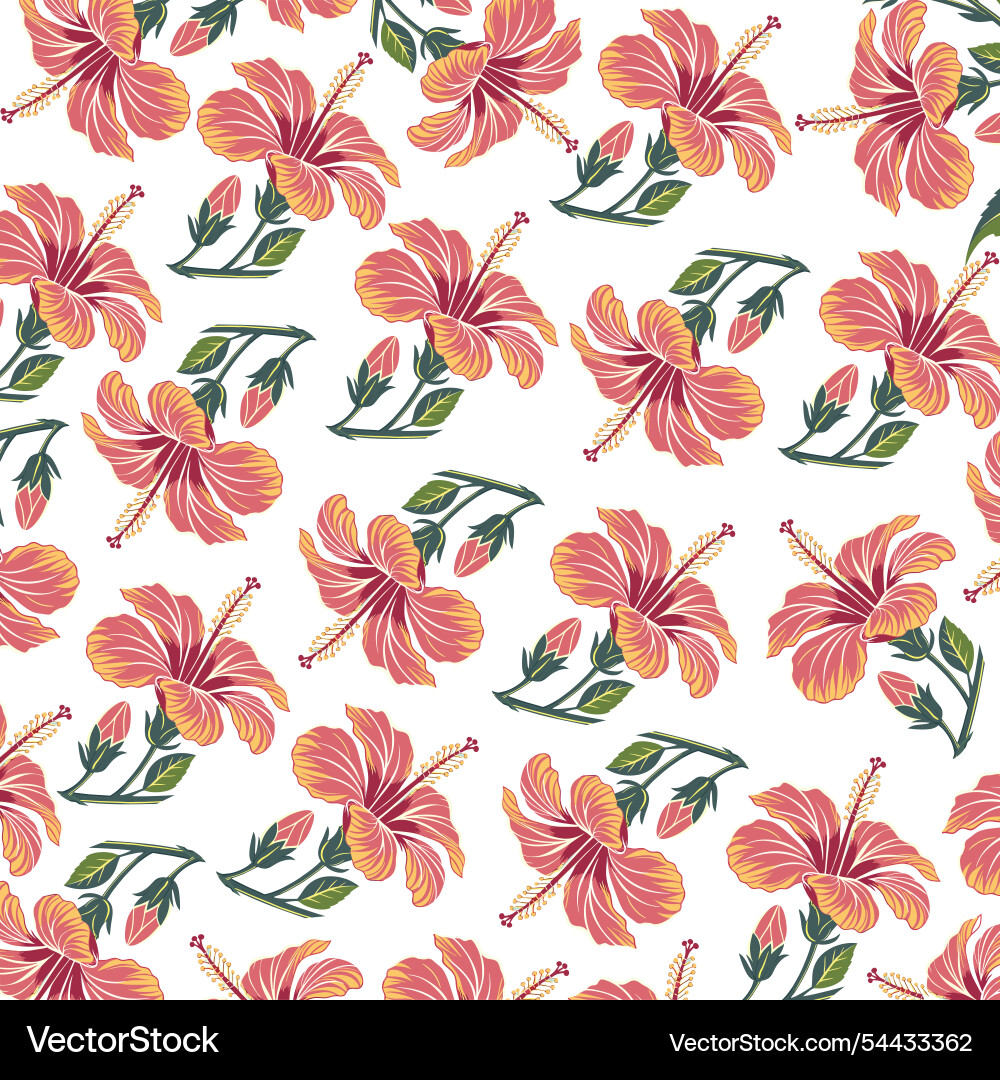 Tropical hibiscus floral pattern Royalty Free Vector Image