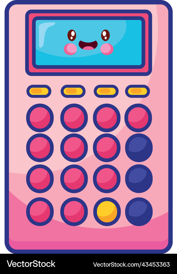 Calculator math kawaii style Royalty Free Vector Image