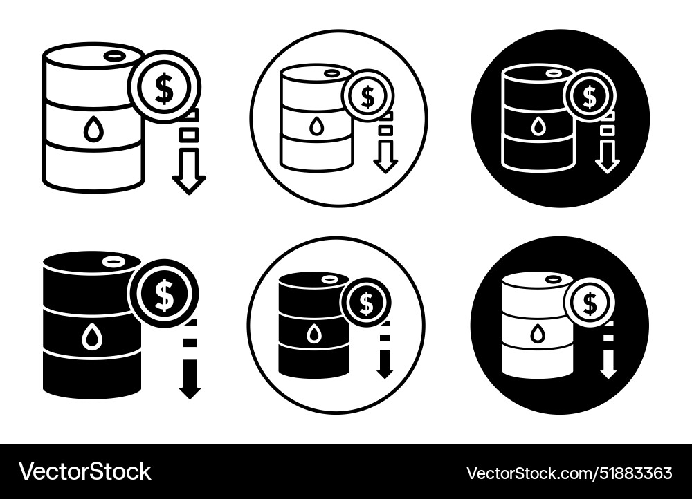 Crude oil price decrease icon Royalty Free Vector Image