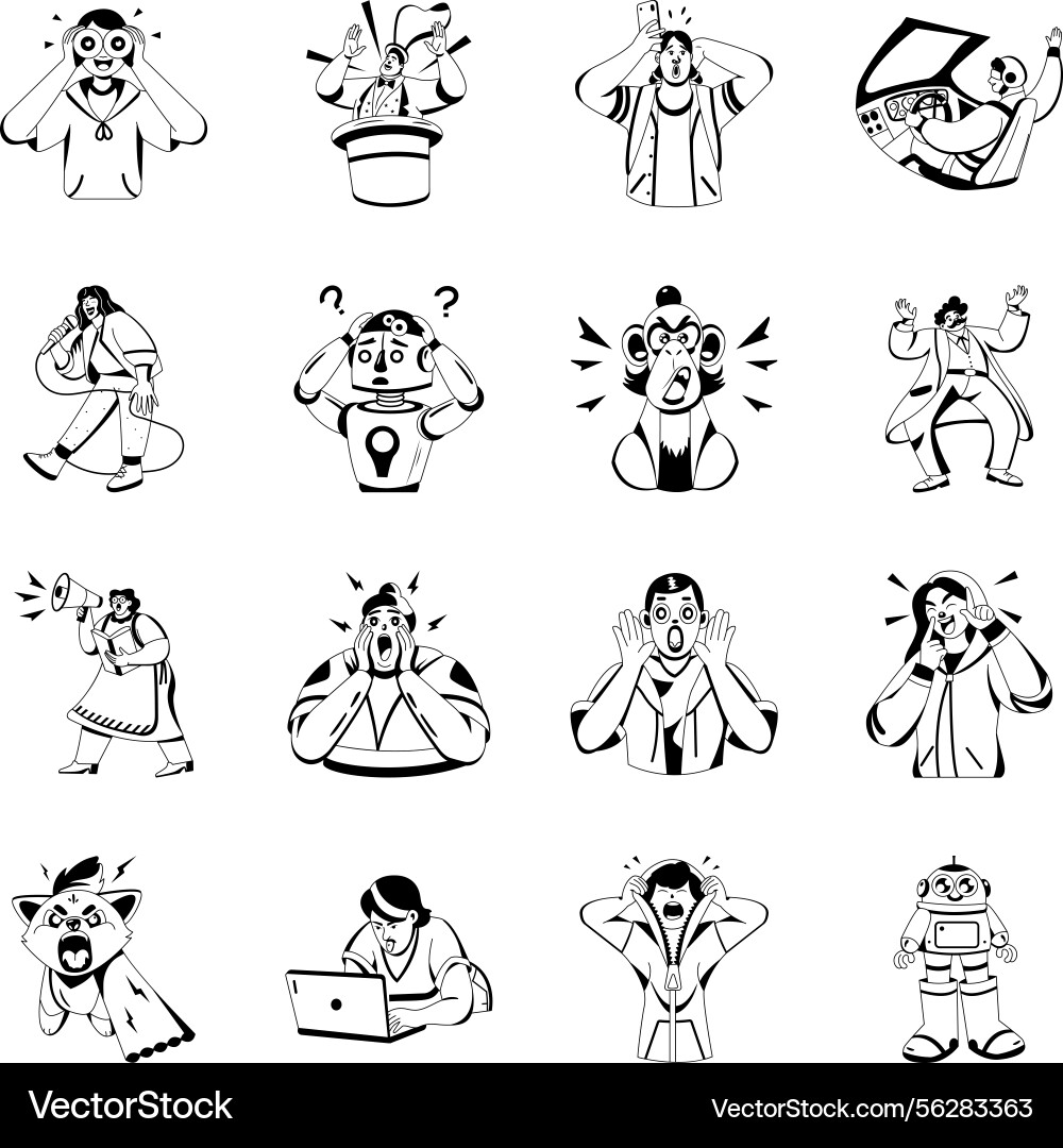 Funny Reaction Characters Royalty Free Vector Image