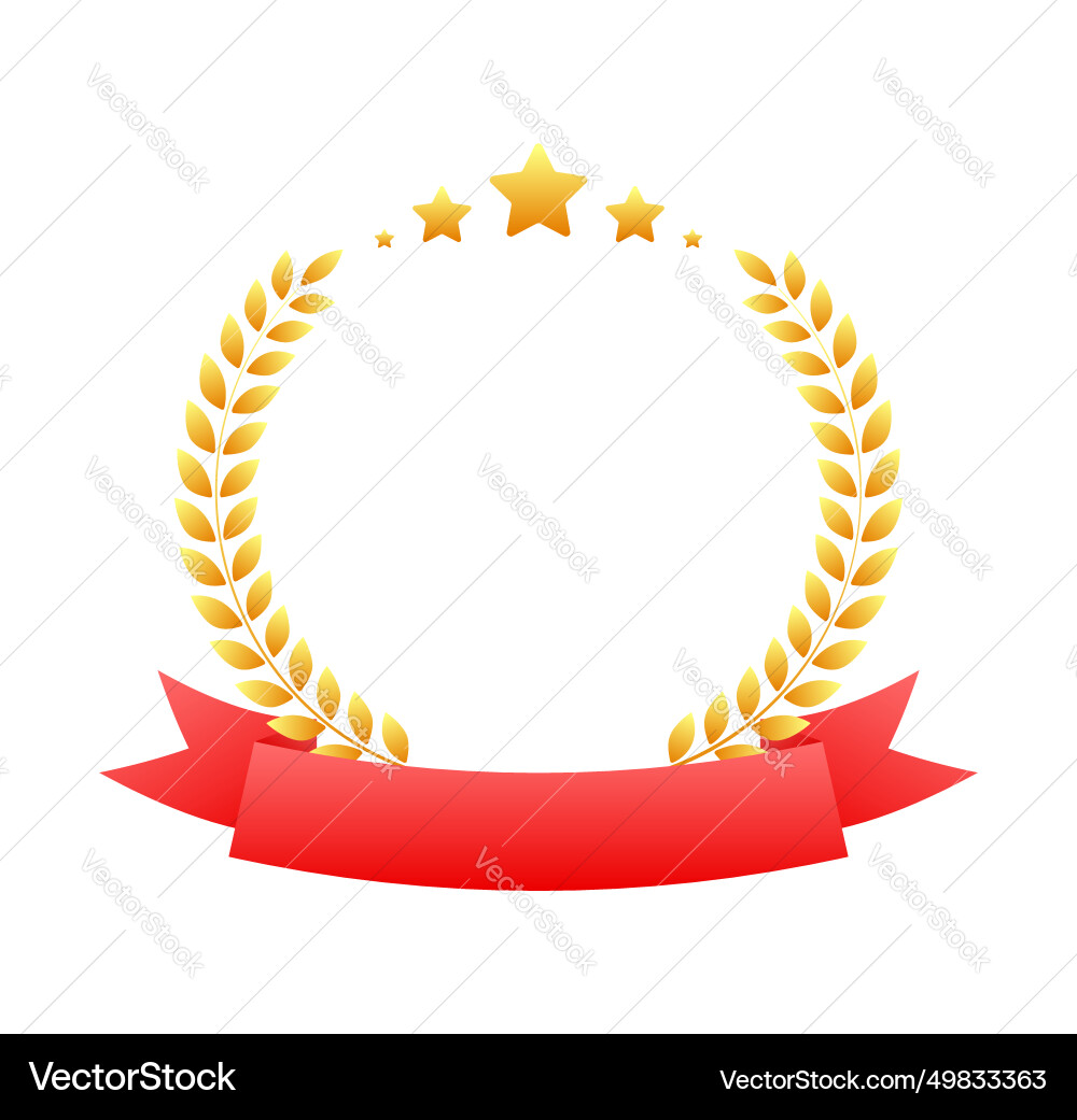 Gold award laurel frame wreath winner label Vector Image