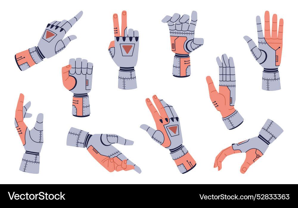 Hands robotic prosthesis bionic human arm Vector Image