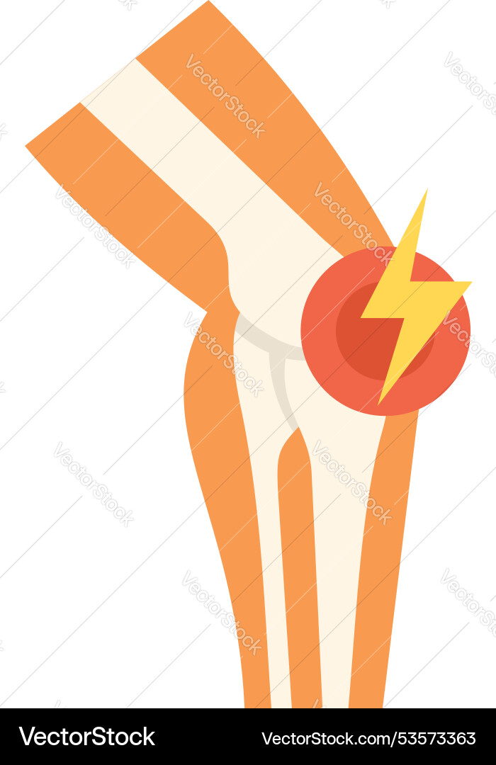 Human leg bones showing knee pain with lightning Vector Image