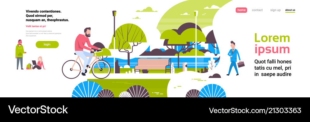 Man Cycling in City Park Royalty Free Vector Image