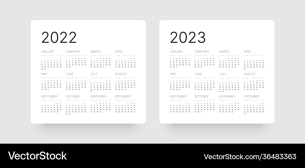 Monthly calendar template for 2022 and 2023 years Vector Image