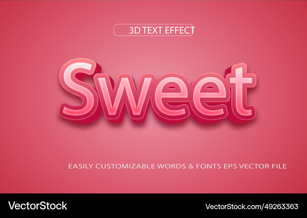 Sweet 3d editable text effect style Royalty Free Vector