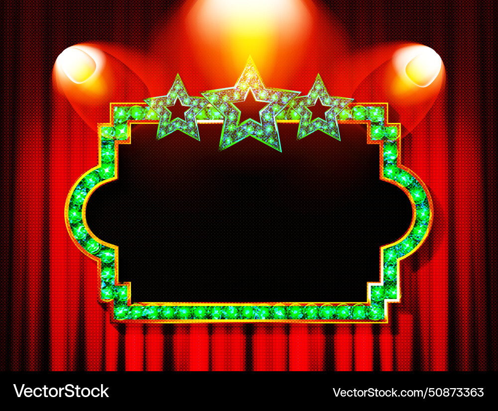 Theater frame illuminated by spotlight Royalty Free Vector