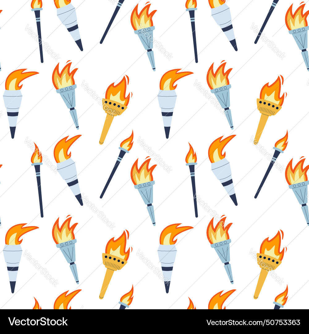 Torches with burning flame seamless pattern Vector Image