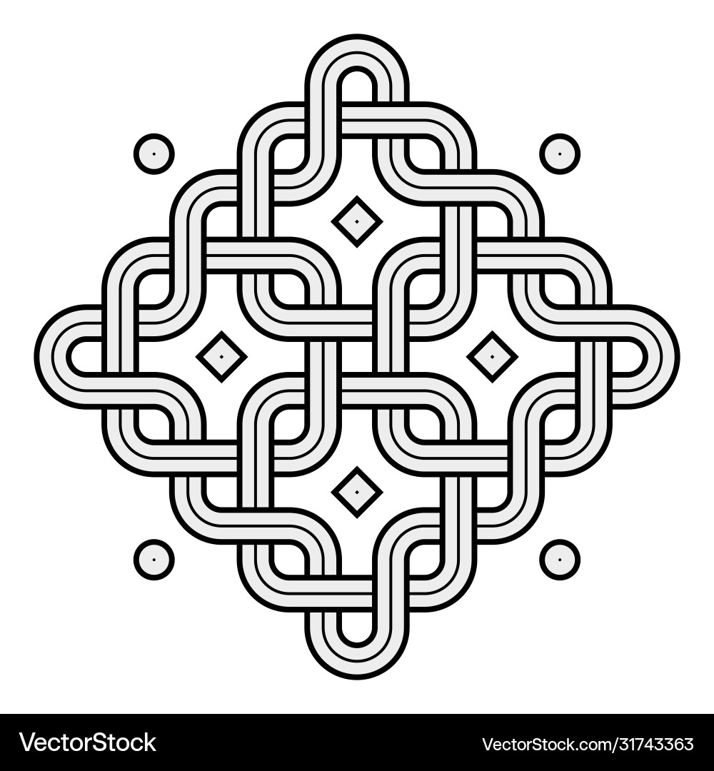 Viking decoration knot - chained rounded squares Vector Image