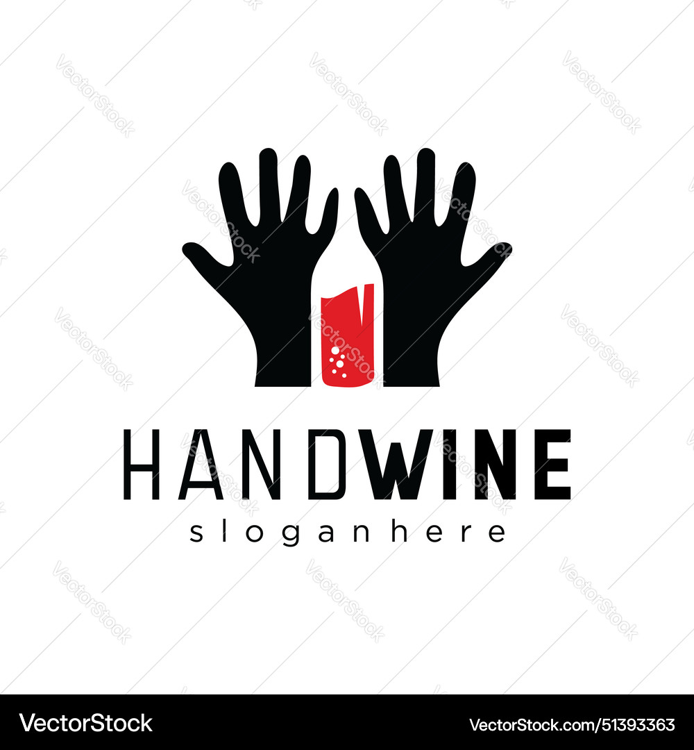 Wine logo design idea with bottle in hand Vector Image
