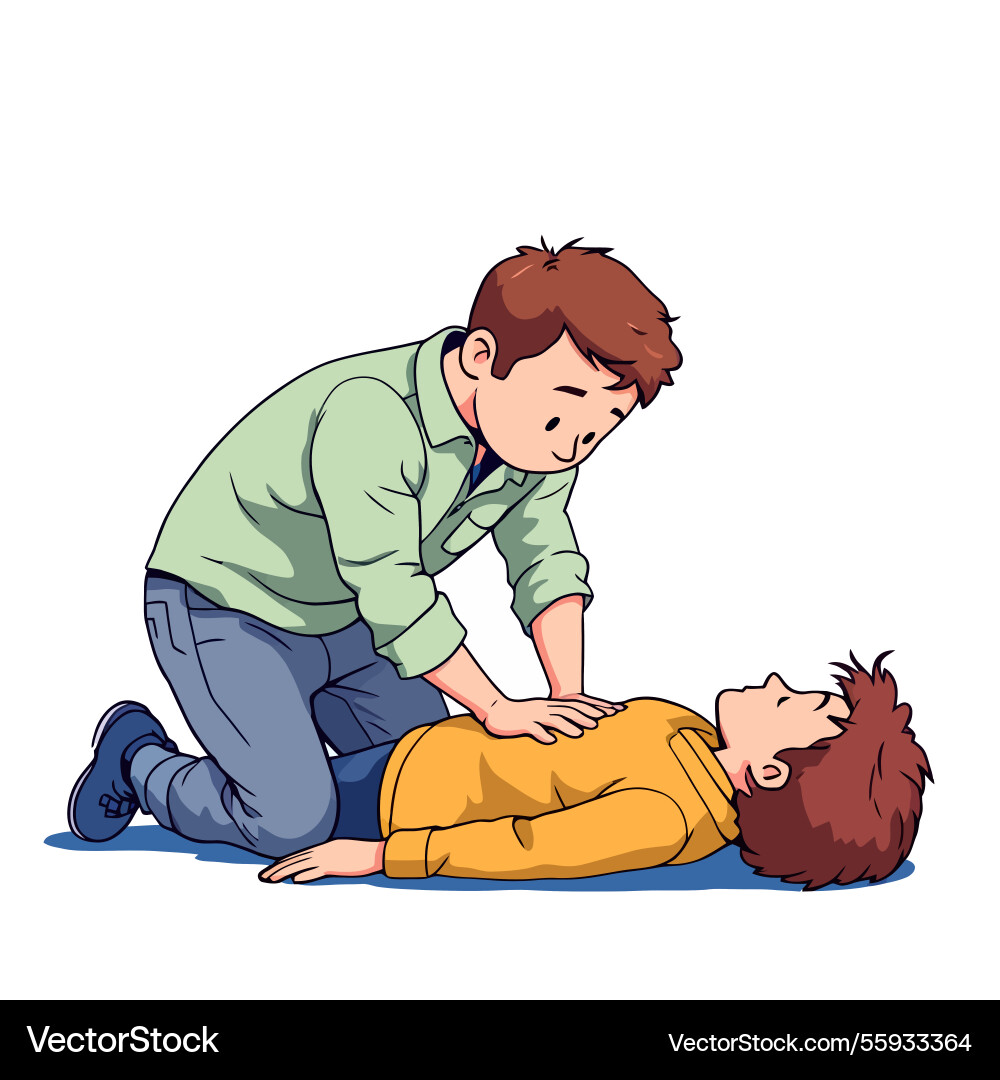 Ai-generated man performing cpr on unconscious Vector Image