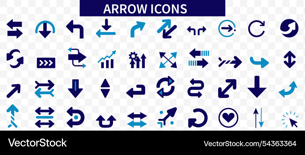 Arrow flat icons set pointer Royalty Free Vector Image