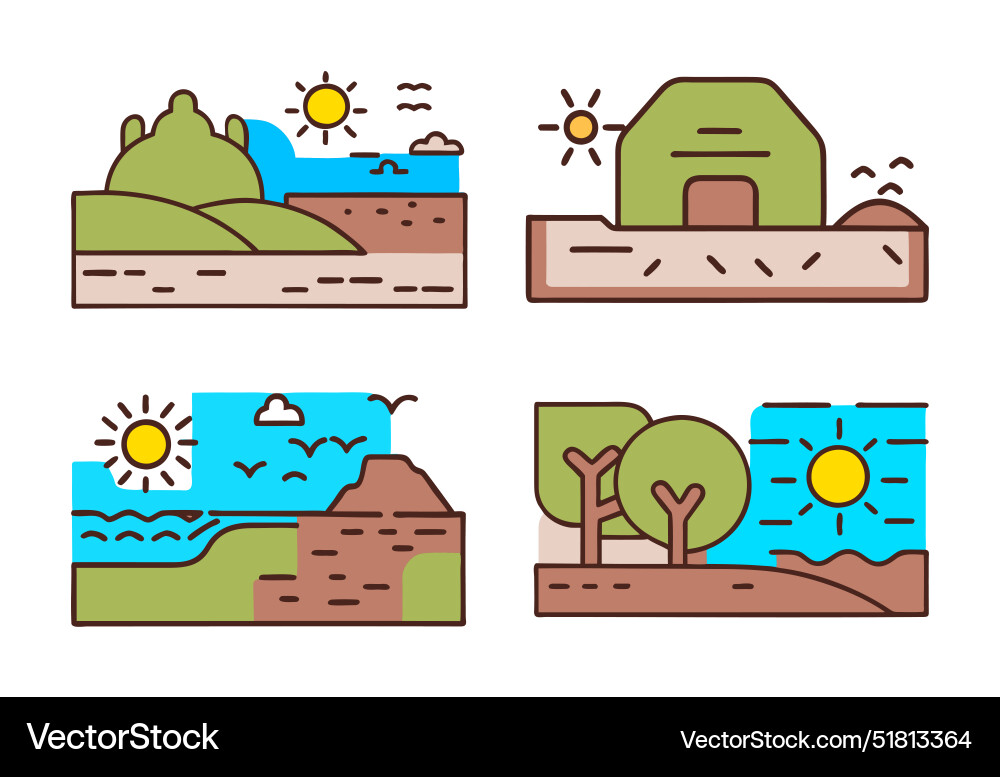 Beach line art Royalty Free Vector Image - VectorStock