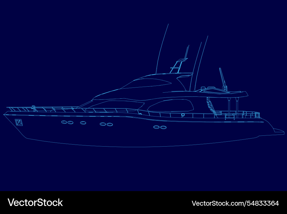 Blue boat with a stripe is shown Royalty Free Vector Image