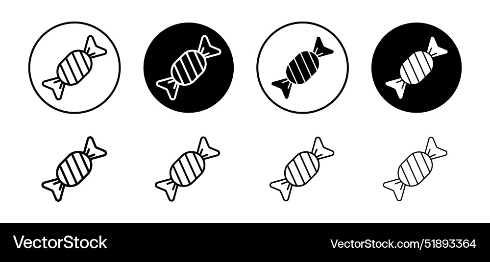 Candy icon set collection outline flat Royalty Free Vector