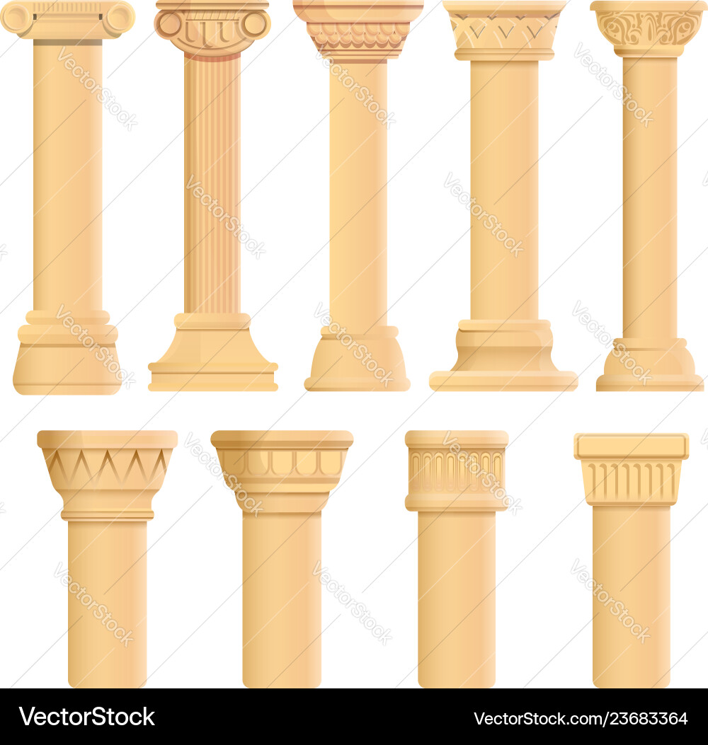 Cartoon Pillar Icons Collection Royalty Free Vector Image