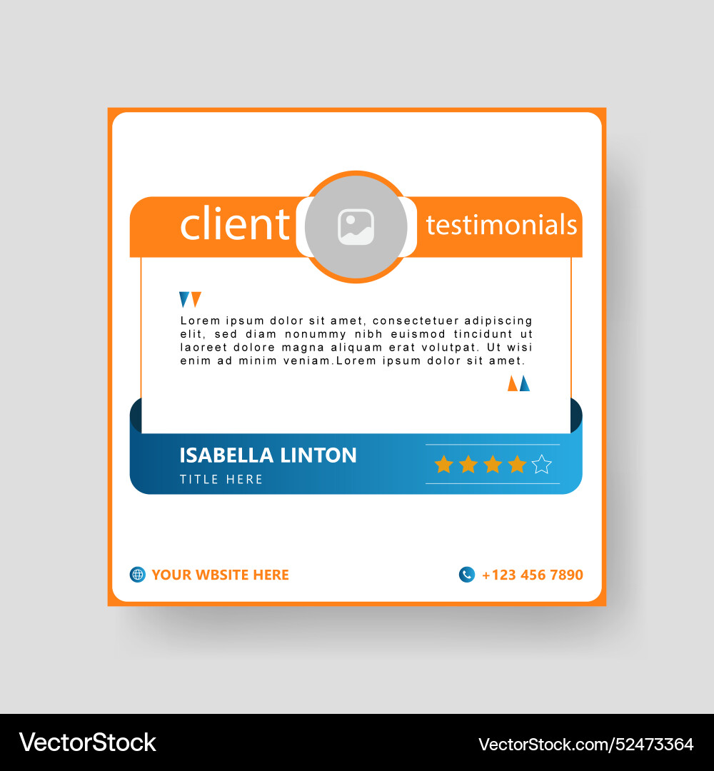 Client or customer testimonial social media post Vector Image