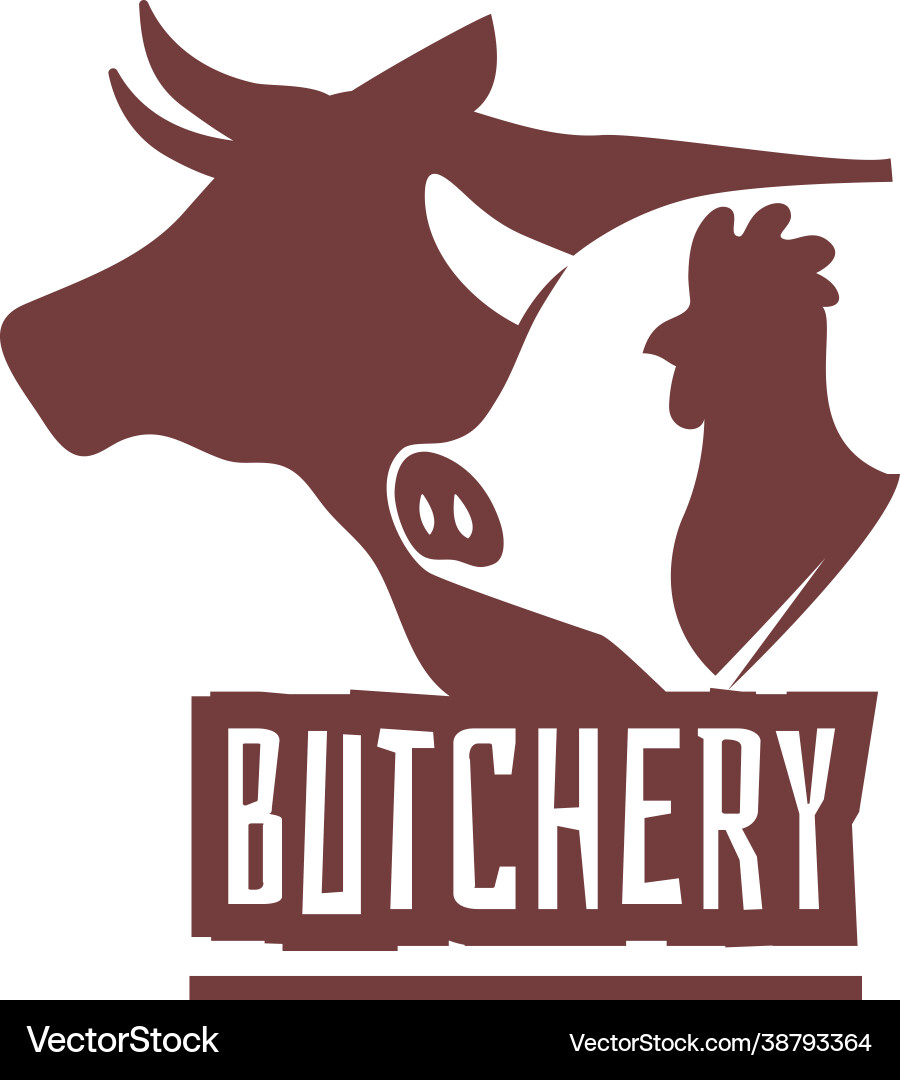 Emblems butcher butchery shop labels domestic Vector Image