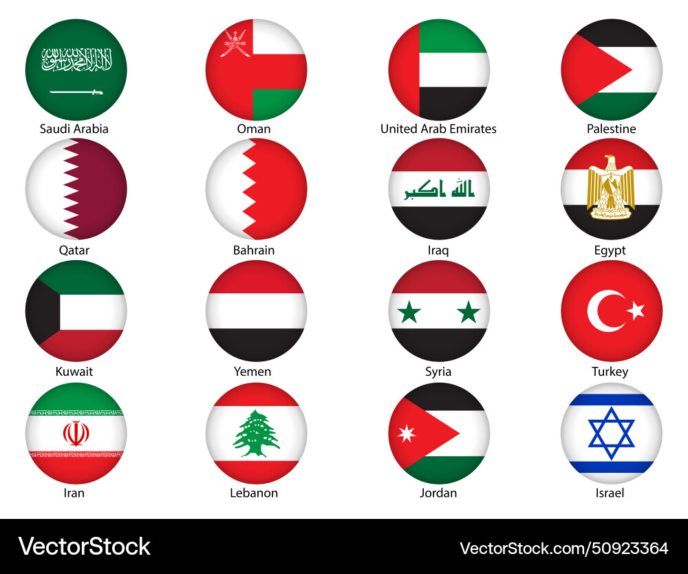 Flags of middle east countries Royalty Free Vector Image
