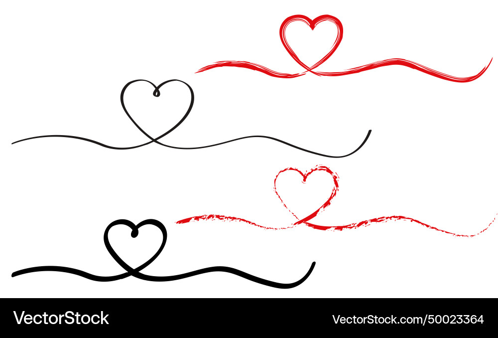 Heart line set isolated white background Vector Image