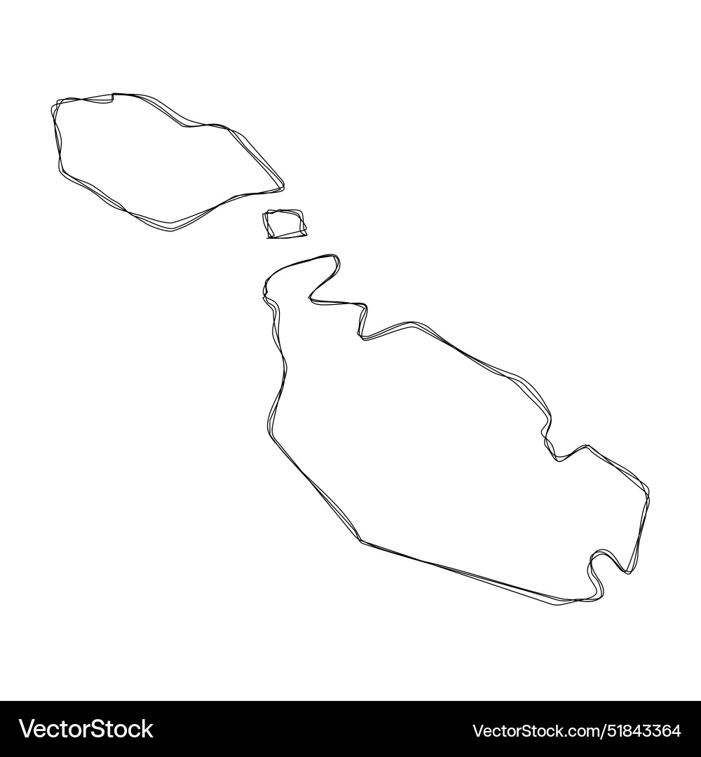 Malta simplified sketch map Royalty Free Vector Image
