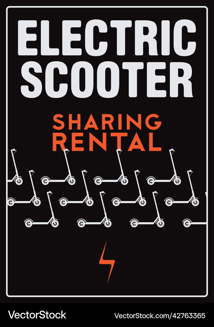 Electric scooter rental and sharing poster Vector Image