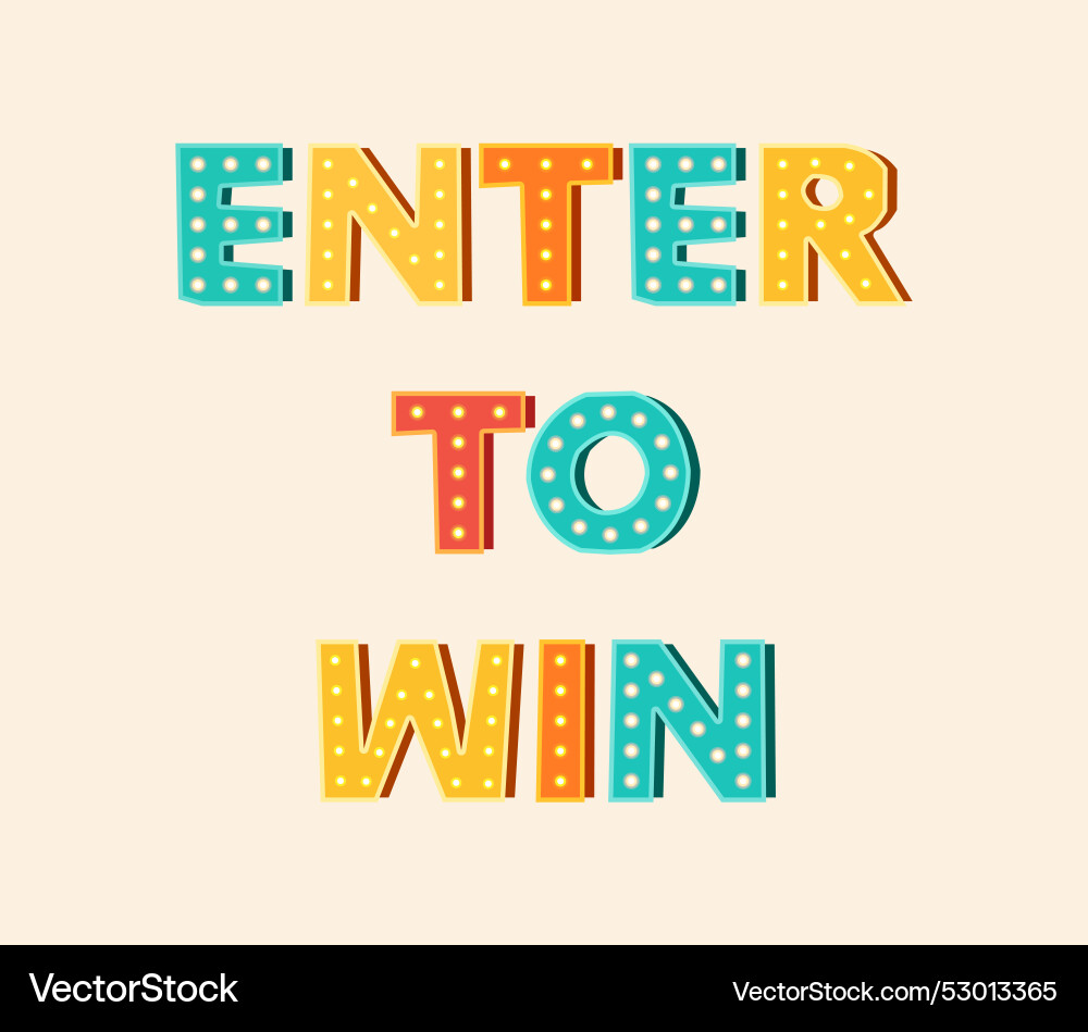 Enter to win text for game reward in a flat design