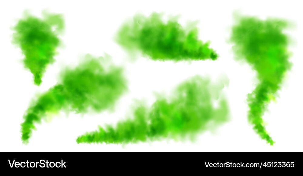 Green colorful smoke clouds isolated on white Vector Image