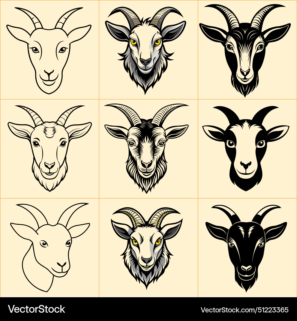 Head of goat Royalty Free Vector Image - VectorStock