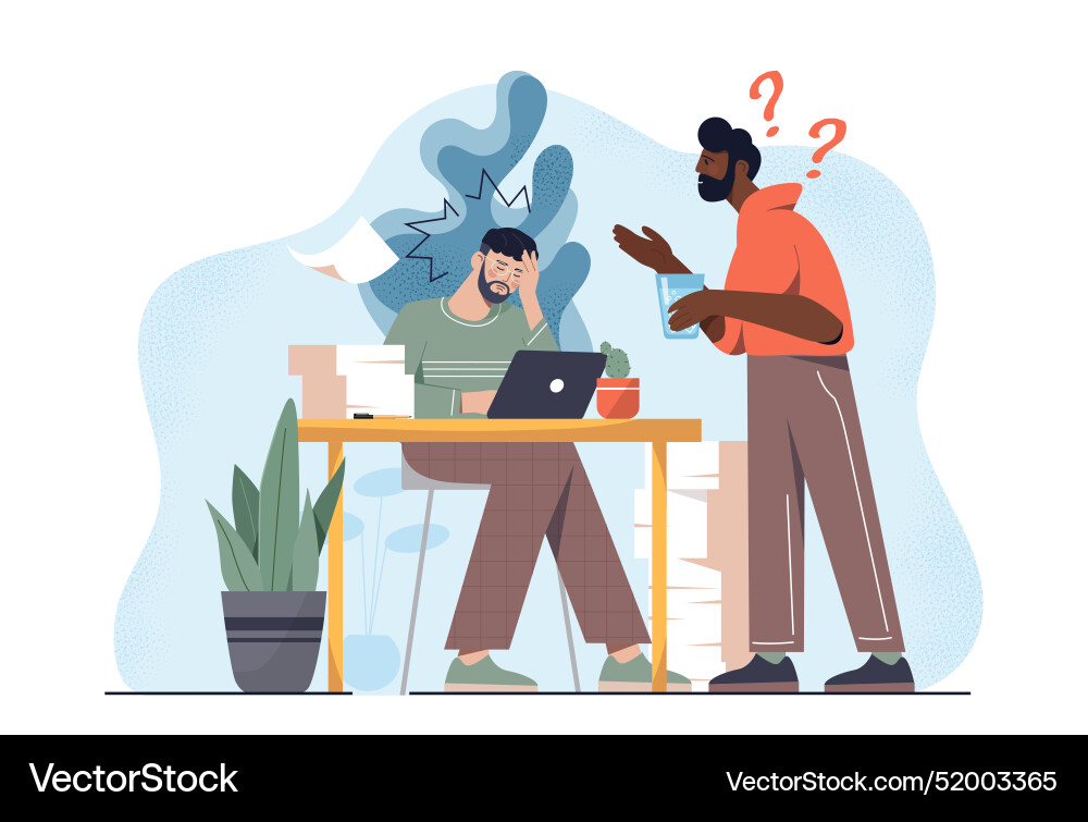 Panic episode at work man suffers from Royalty Free Vector
